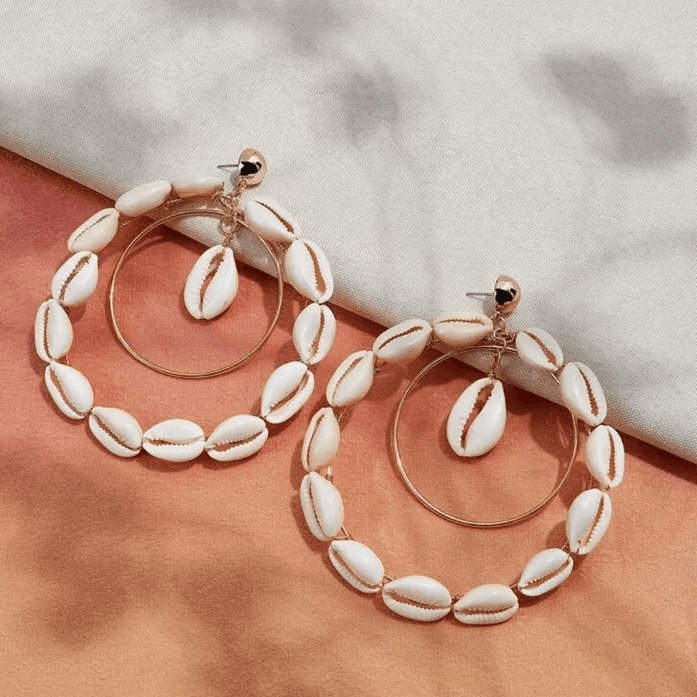 Double hoop Cowrie Shell earrings – WhatNaturalsLove.com