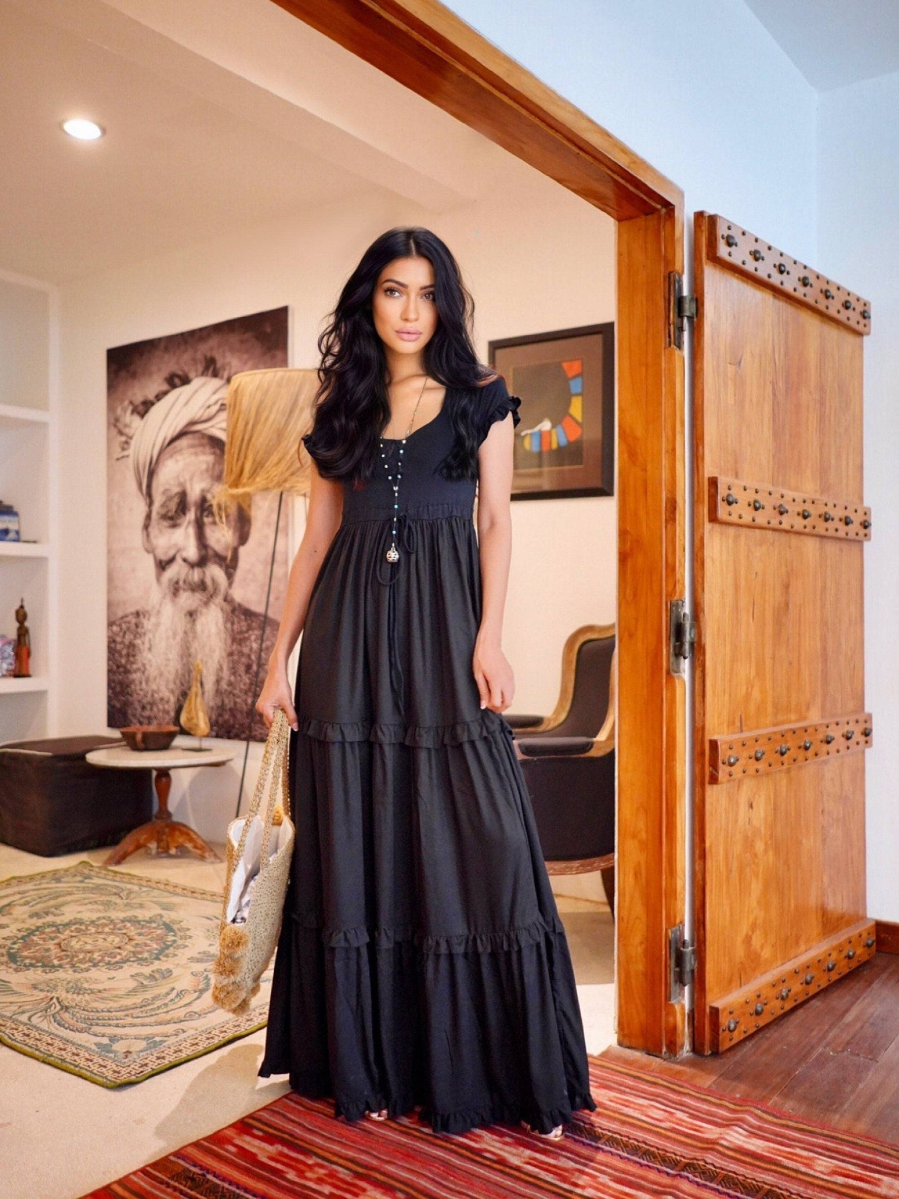 Gypsy Tiered Summer Sexy Maxi Dress with Stretch bodice for All Sizes ...